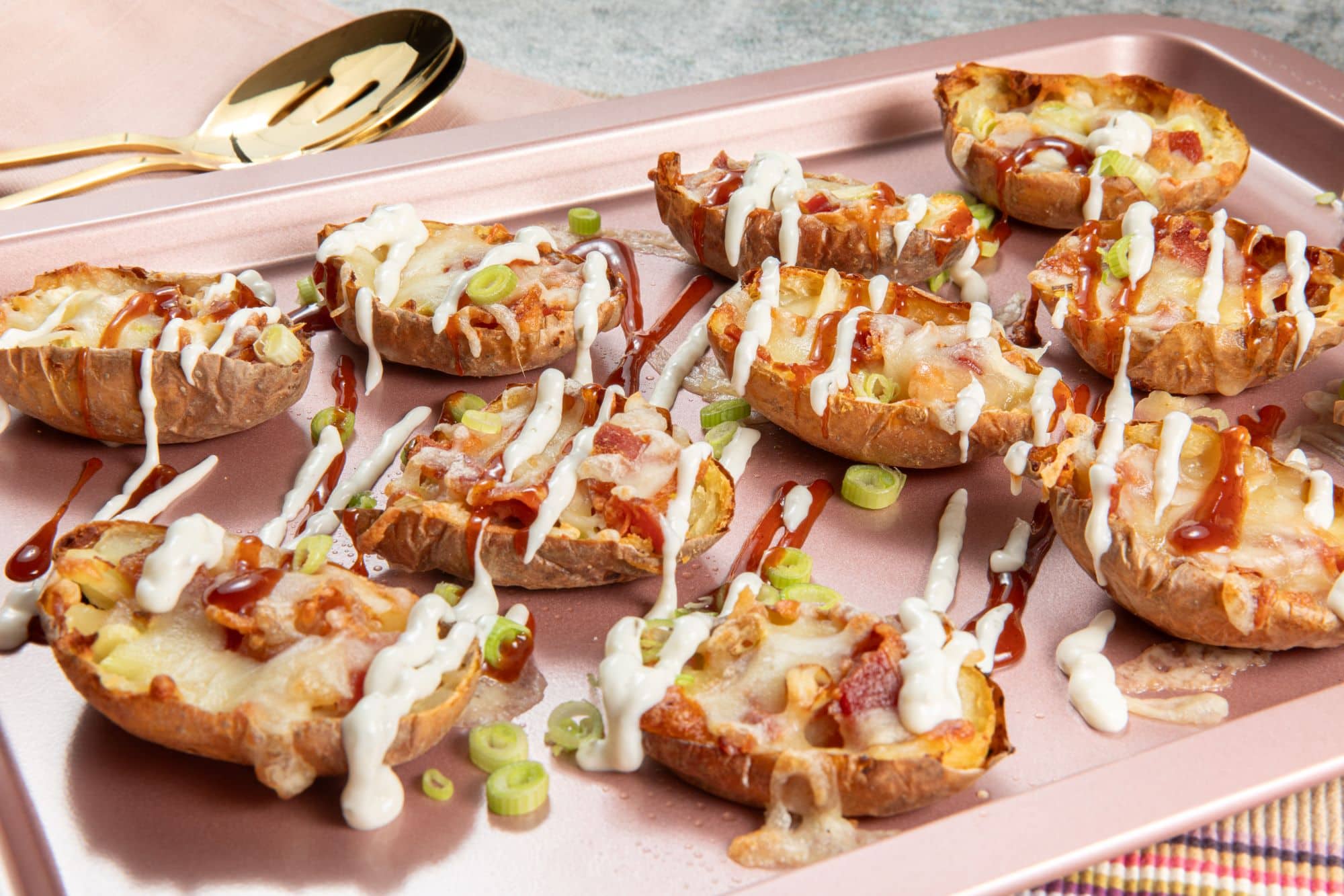 potato skins with bacon & cheese - Nanna Tate